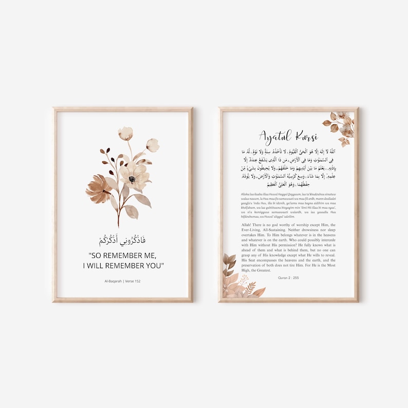 Set of 6 Islamic Wall Art Printables, Quran Verses & Ayatul Kursi ...
