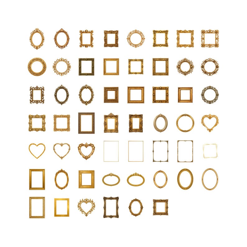 Ornate Gold, Silver, Wood Frames Clipart Bundle, Whimsical Gothic Skull ...