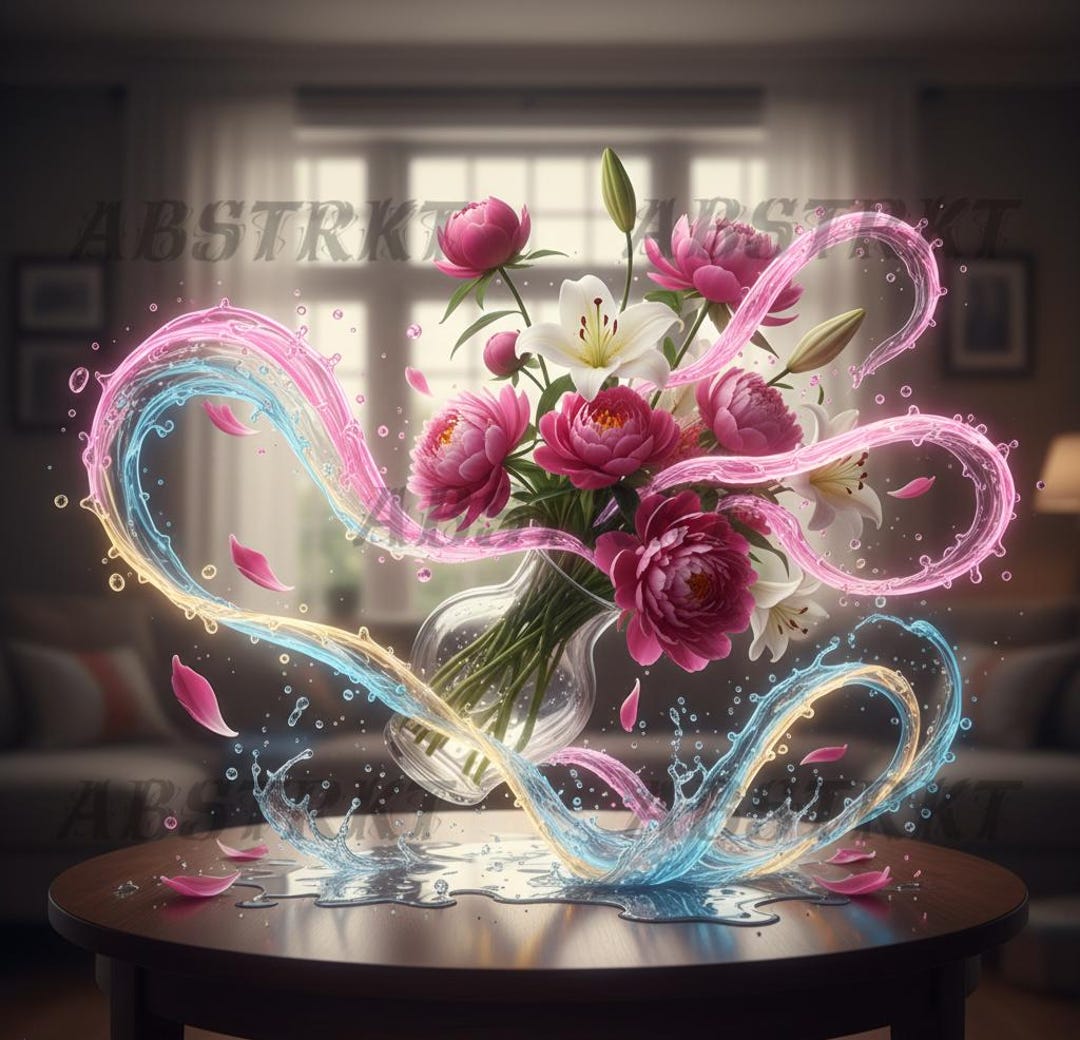 Tipping Vase Abstract Art Print | Cinematic Floral Motion | 300 DPI ...