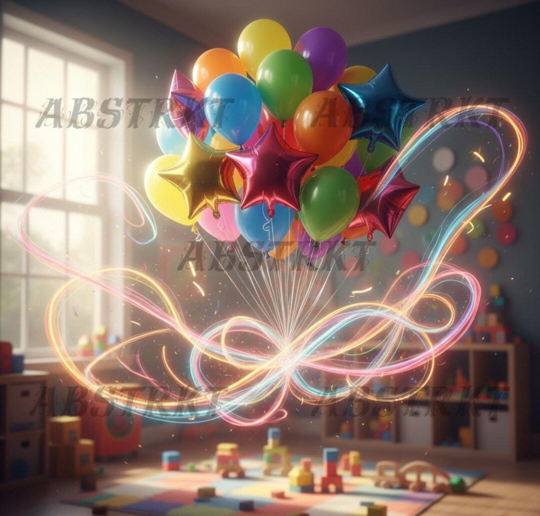 Balloon Drift Abstract Art Print | Cinematic Playroom Energy | 300 DPI ...