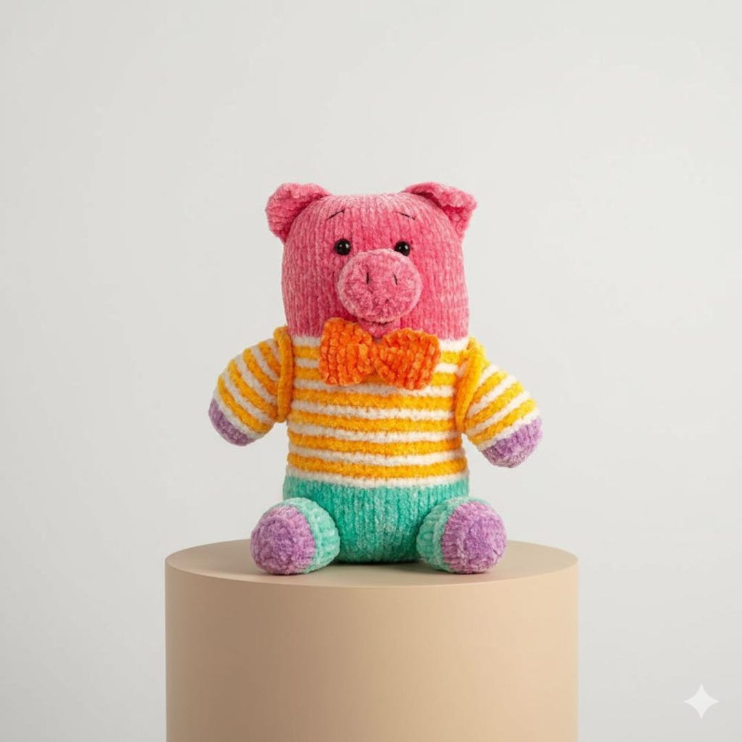 Huggable Piggy Knitting Pattern PDF | Cute Knitted Pig Plush Toy | Soft ...