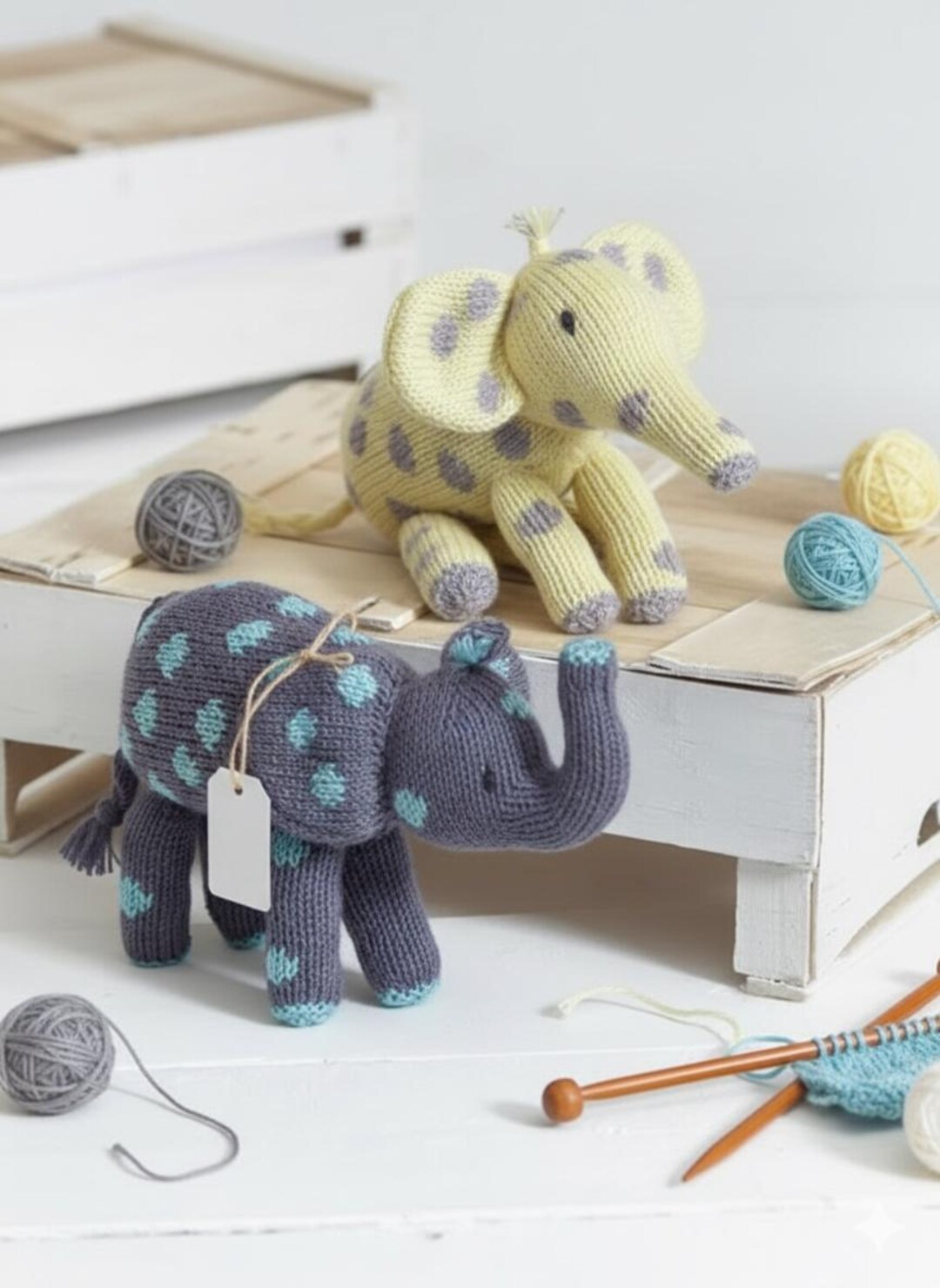 Elephants Knitting Pattern PDF | Cute Knitted Elephant Plush Toy ...