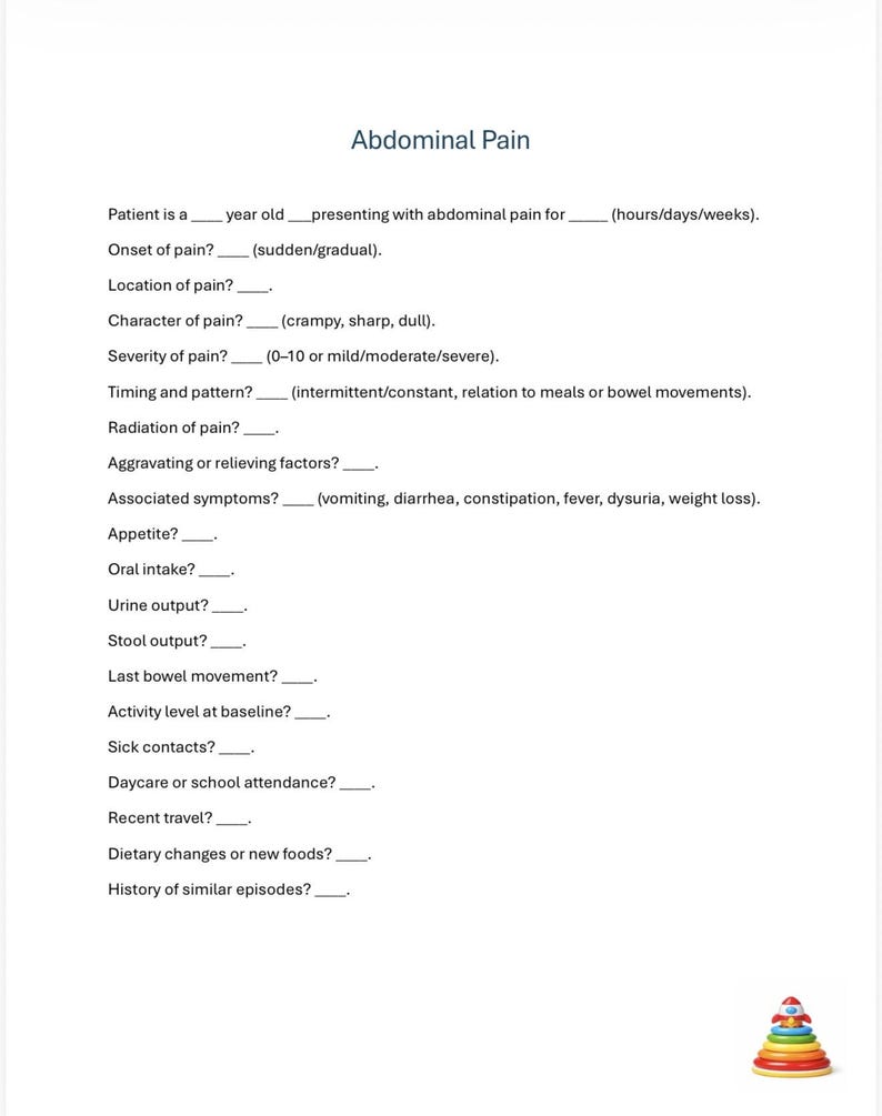 Pediatric HPI Templates - Etsy