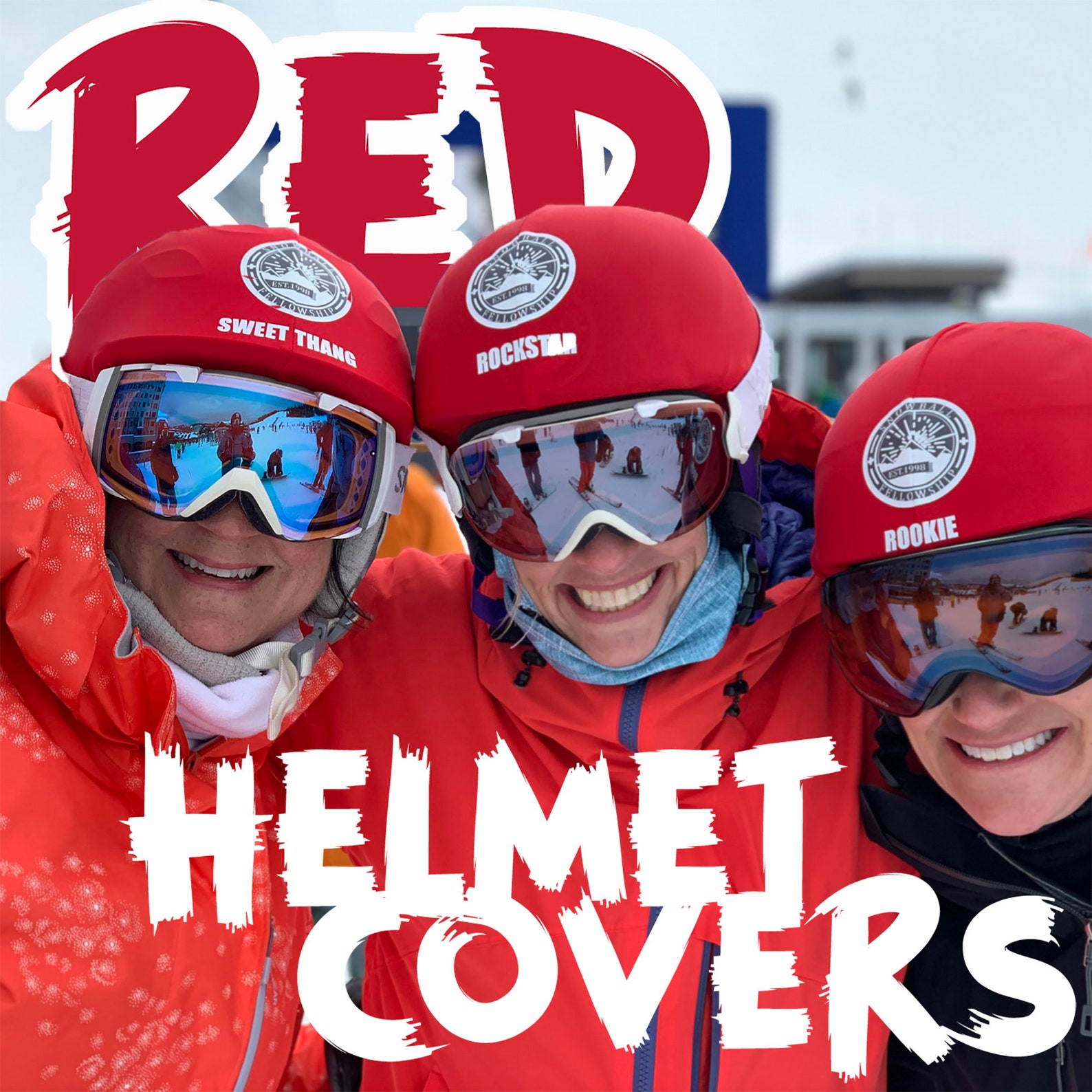 Red Ski and Snowboard Helmet Cover, Unique Skier Gift, Monochrome ...