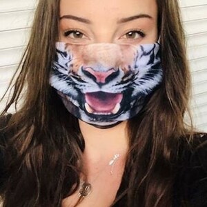Tiger Face Mask, Halloween Face Mask, Adjustable Cute Face Mask for ...