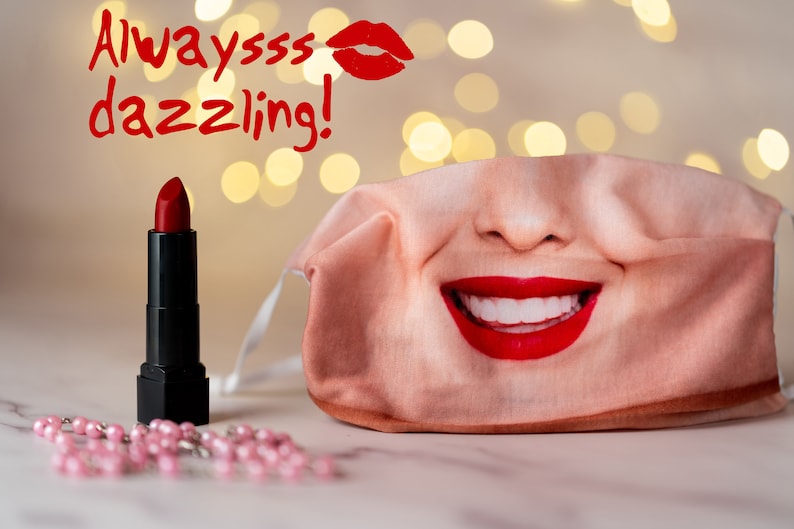 RADIANT SMILE WOMAN Face Mask Funny Face Mask With Filter - Etsy