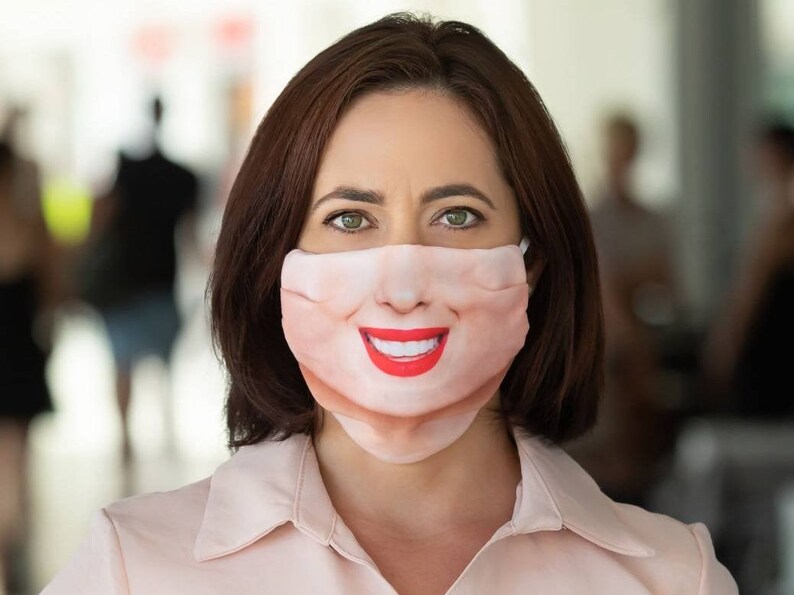 Facial Mask for Women Smile Face Mask With Filter Pocket - Etsy UK