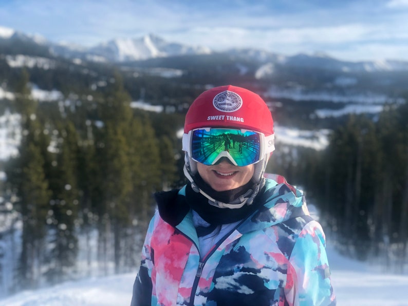 Red Ski and Snowboard Helmet Cover, Unique Skier Gift, Monochrome ...