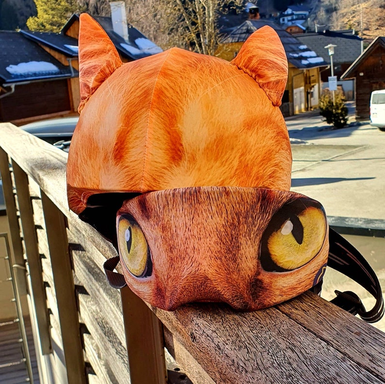 Red Tabby Kitten Helmet Cover and Face Mask Ski Helmet Cover - Etsy