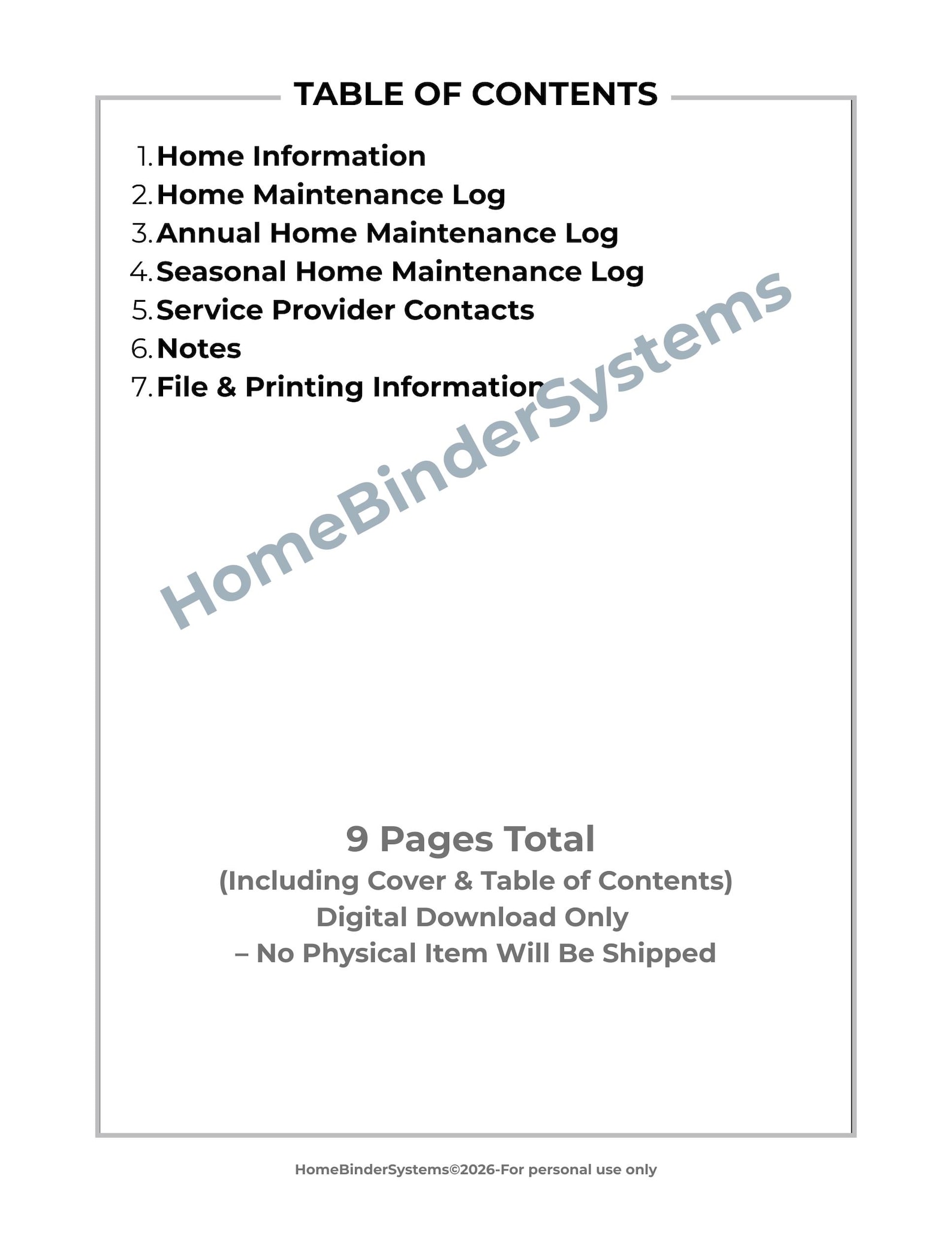 Home Maintenance Log Binder Printable Home Repair and Service Tracker ...