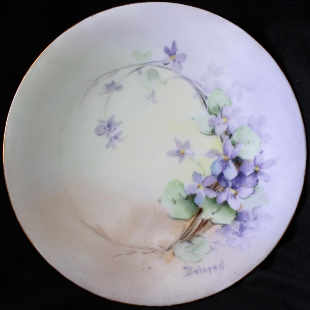 Vintage Bavaria Hand-painted 6" Pocelain Plate With Violets & Leaves ...