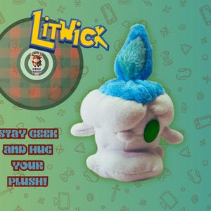 Shiny Litwick Pokemon Plush, Candle Ghost Pokemon, One-of-a-kind Doll ...