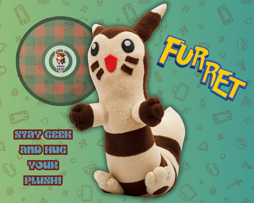 Furret Pokemon Plush, OOAK One-of-a-kind Collectable Geeky Gift, Cute ...