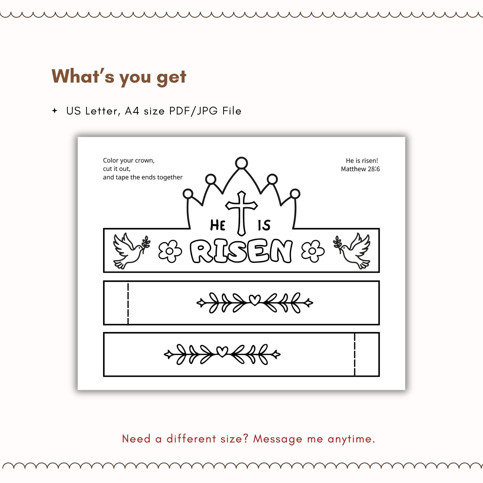 He is Risen Crown Craft | Easter Sunday School Printable PDF ...