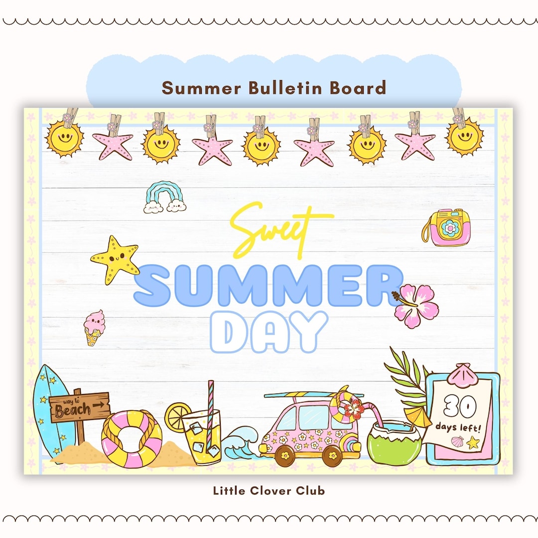 Summer Bulletin Board Kit L Editable Classroom Door Decor L Countdown ...