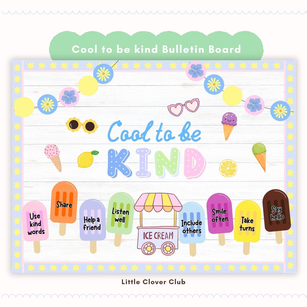 Cool to Be Kind Bulletin Board Kit L Summer Classroom Door Decor L ...