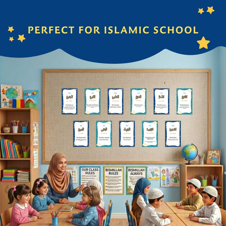99 Names of Allah Flashcards for Kids Islamic Learning Cards Arabic ...