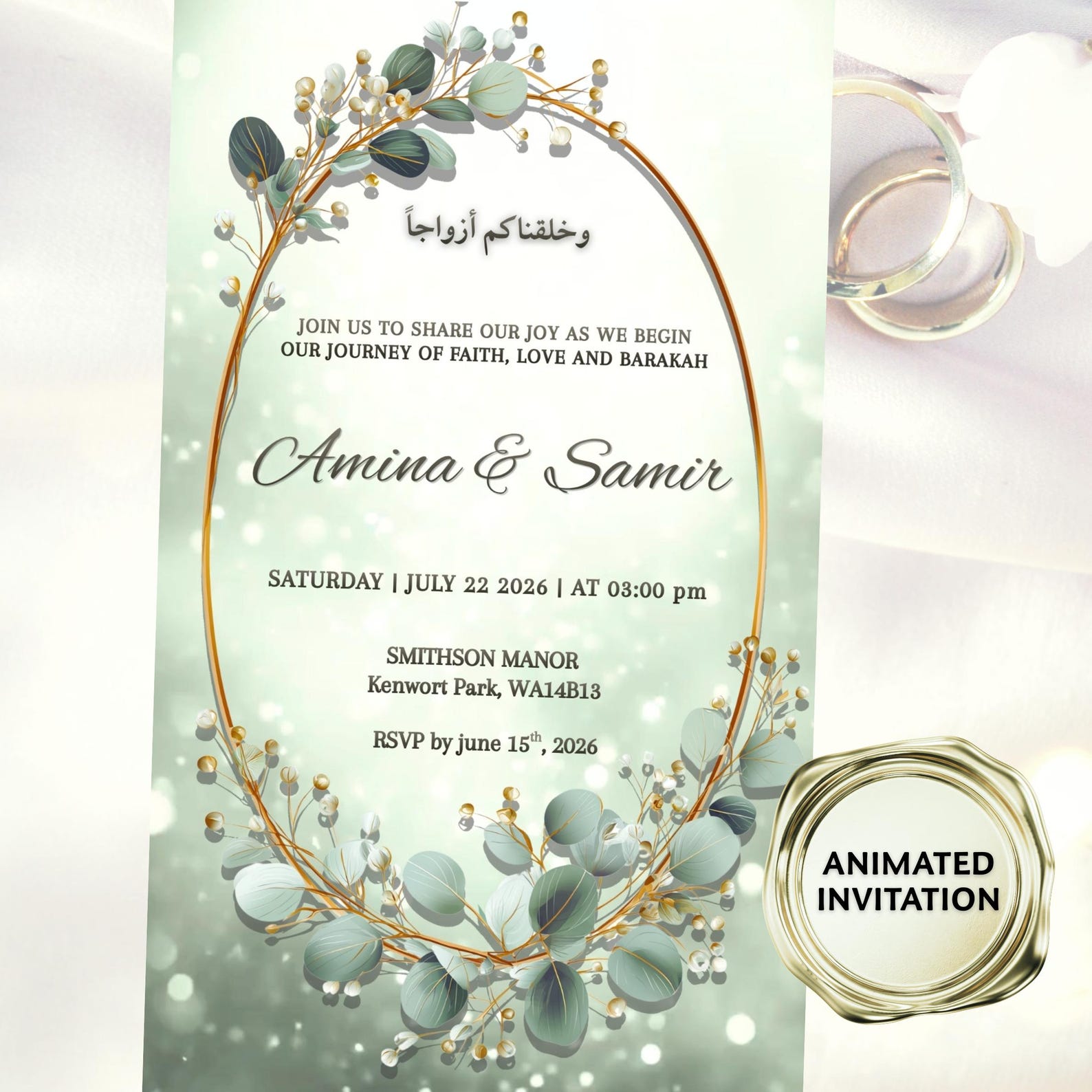 Save the Date Wedding Invitation Video Islamic Nikah Invite Template ...