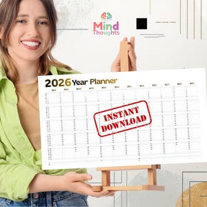 2026 Year Planner Calendar Printable | 1920 X 1080 Px | Year at a ...