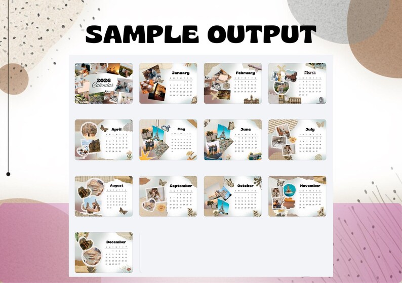 Editable 2026 Calendar A5 Landscape | Canva Template | Photo Calendar ...