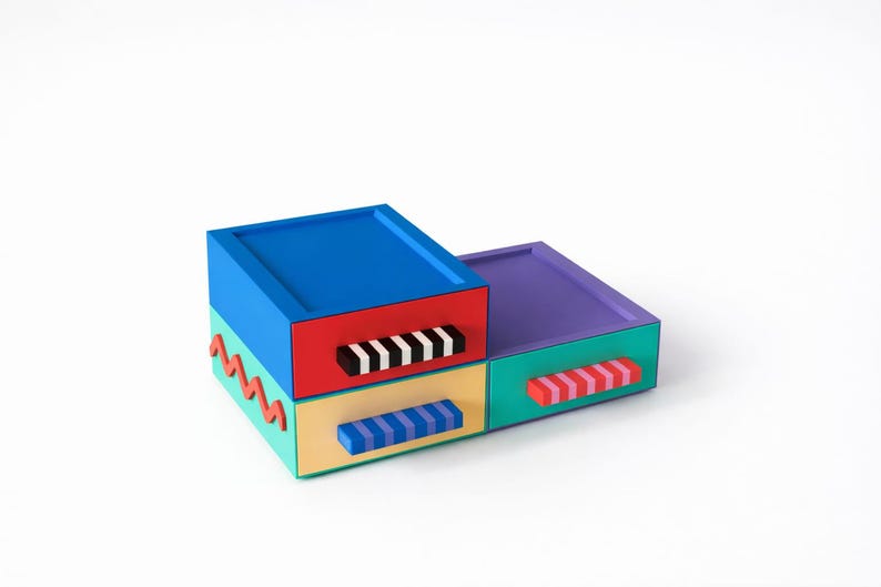 Memphis Style Stackable Desk Organizer | Colorful Home Decor | Drawer ...