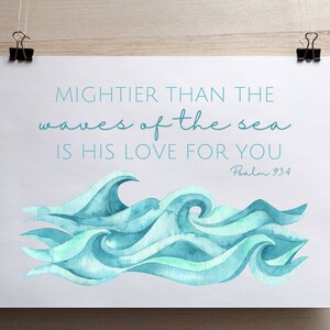 Nautical Scripture Wall Art, Mightier Than the Waves of the Sea is His ...
