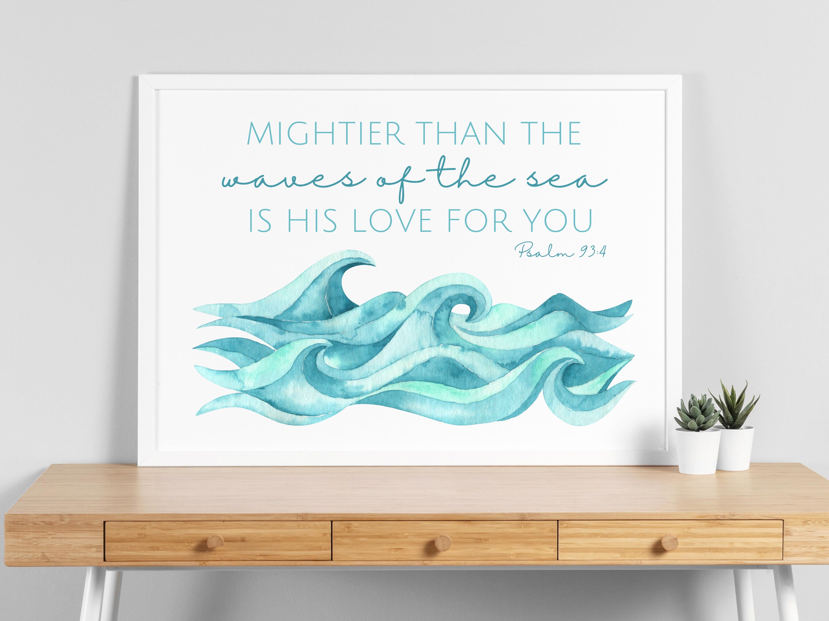 Nautical Scripture Wall Art, Mightier Than the Waves of the Sea is His ...