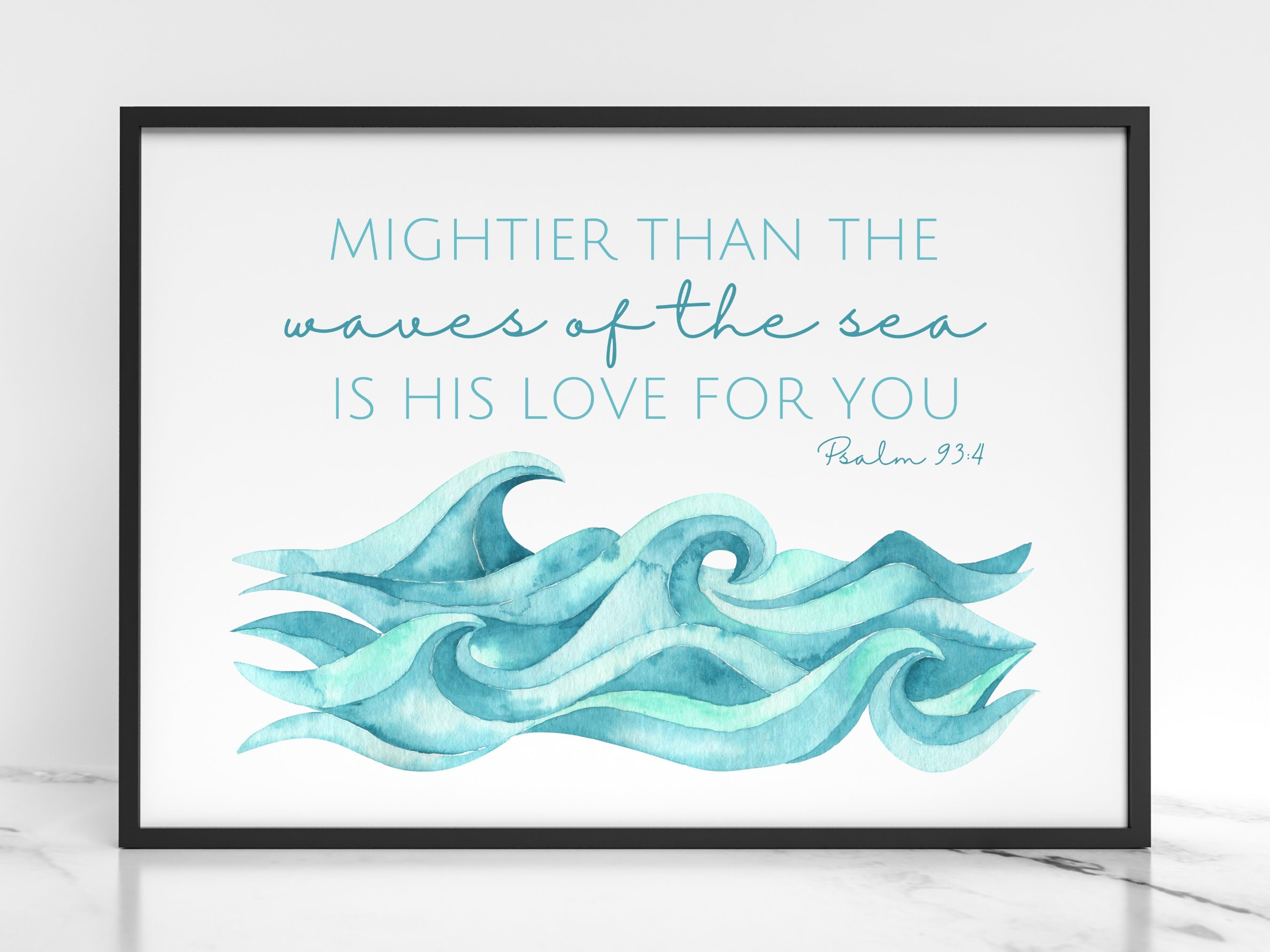 Nautical Scripture Wall Art, Mightier Than the Waves of the Sea is His ...