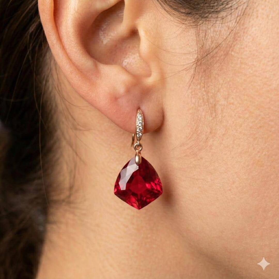 Gold Fill Ruby Kite Drop Earrings, July Birthstone Jewelry - Etsy