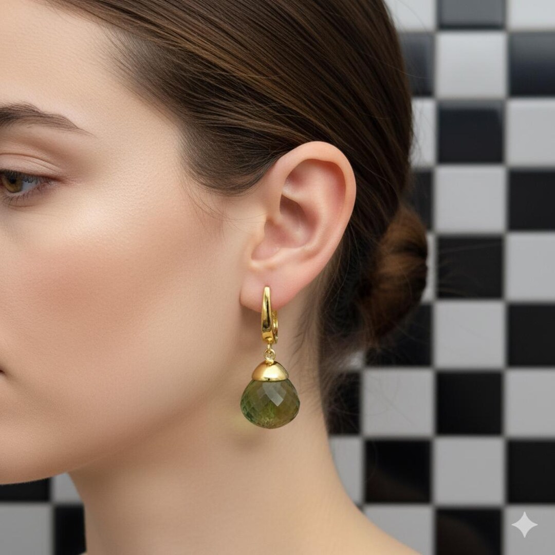 14K Gold Fill Teardrop Peridot Drop Earrings: Minimalist Stone Jewelry ...