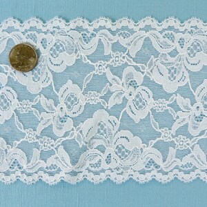 White French Lingerie Lace With Double Edge Scallop Finish and Floral ...