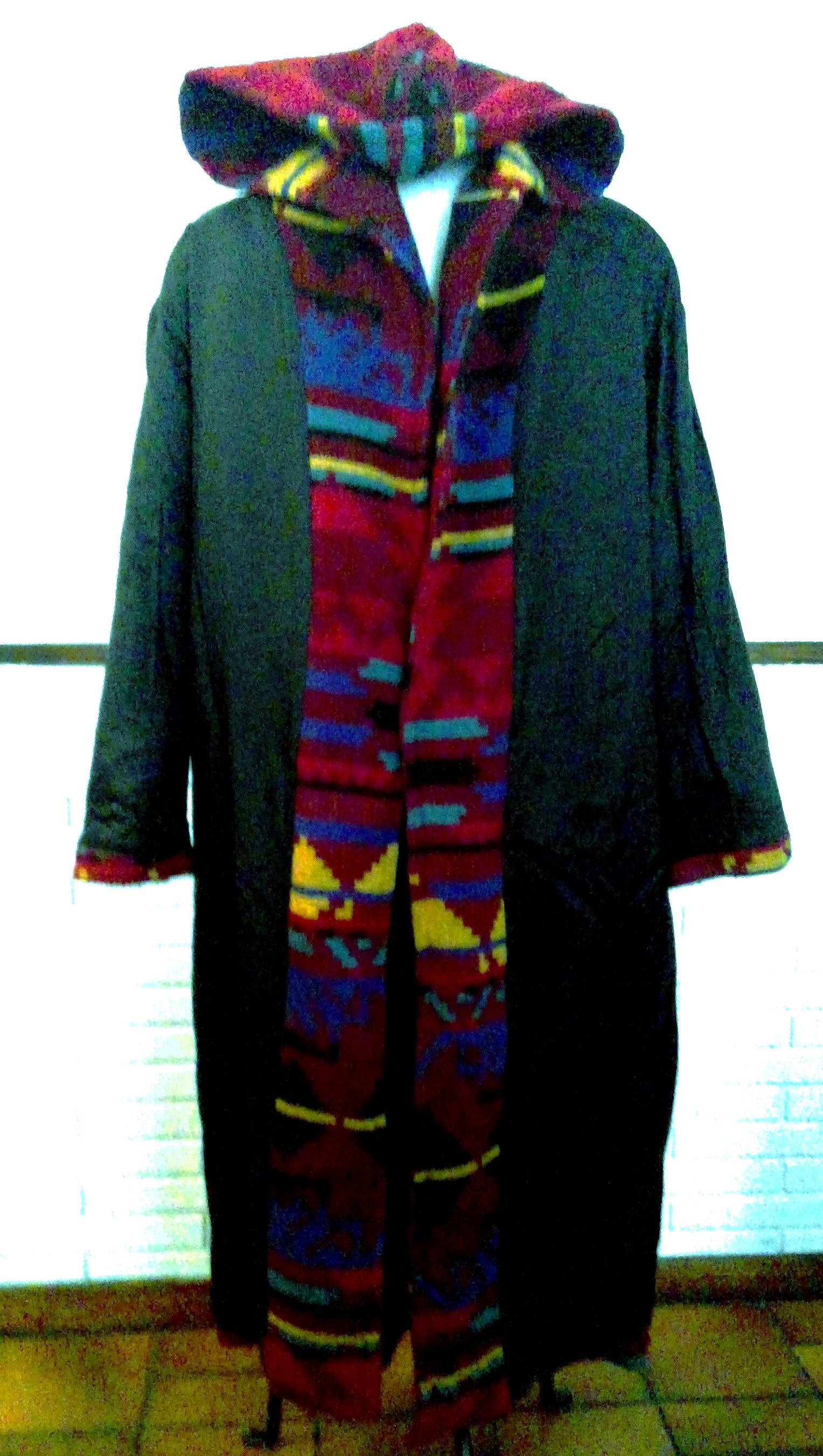 Long Wool Ladies Coat With Aztec Woven Design by Ashley Scott Size - Etsy