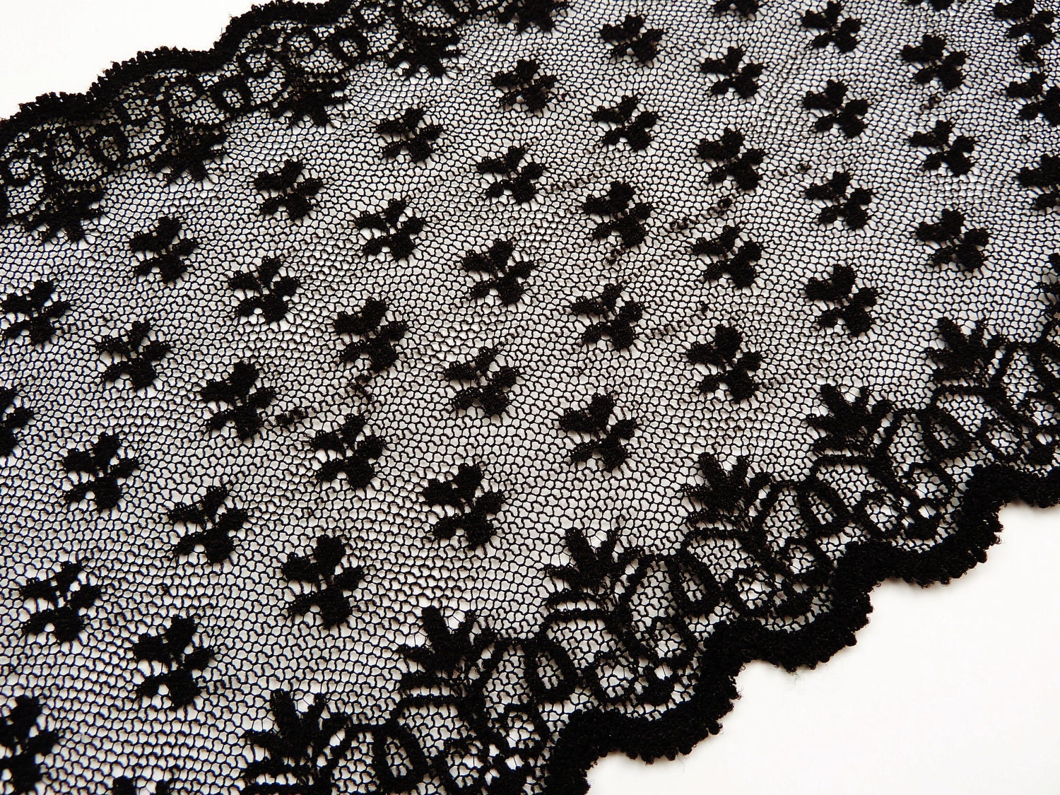 Wide Black Scallop French Lingerie Lace Double Edge Scallop | Etsy