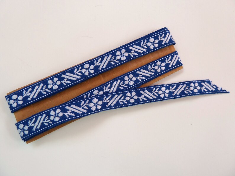 Blue & White Cotton Brocade Tape With Flower Pattern - Etsy