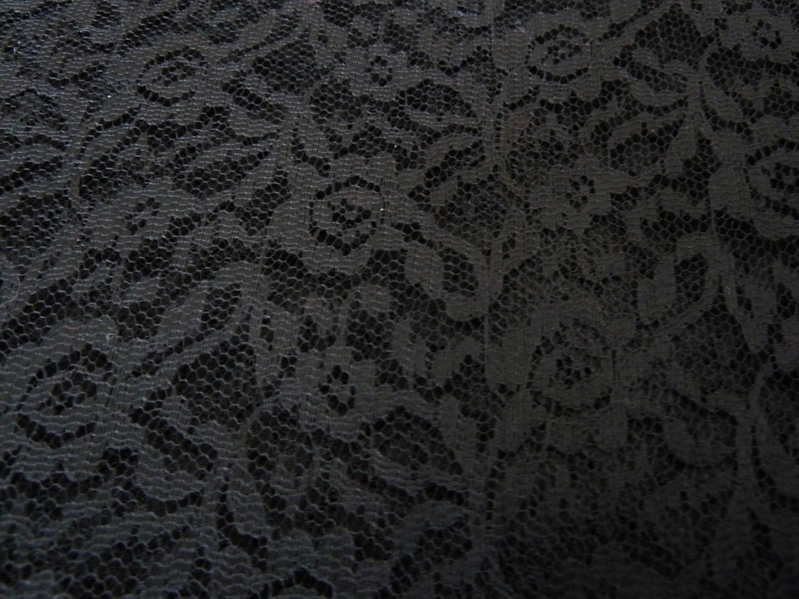 Black Flower Lace Fabric Etsy