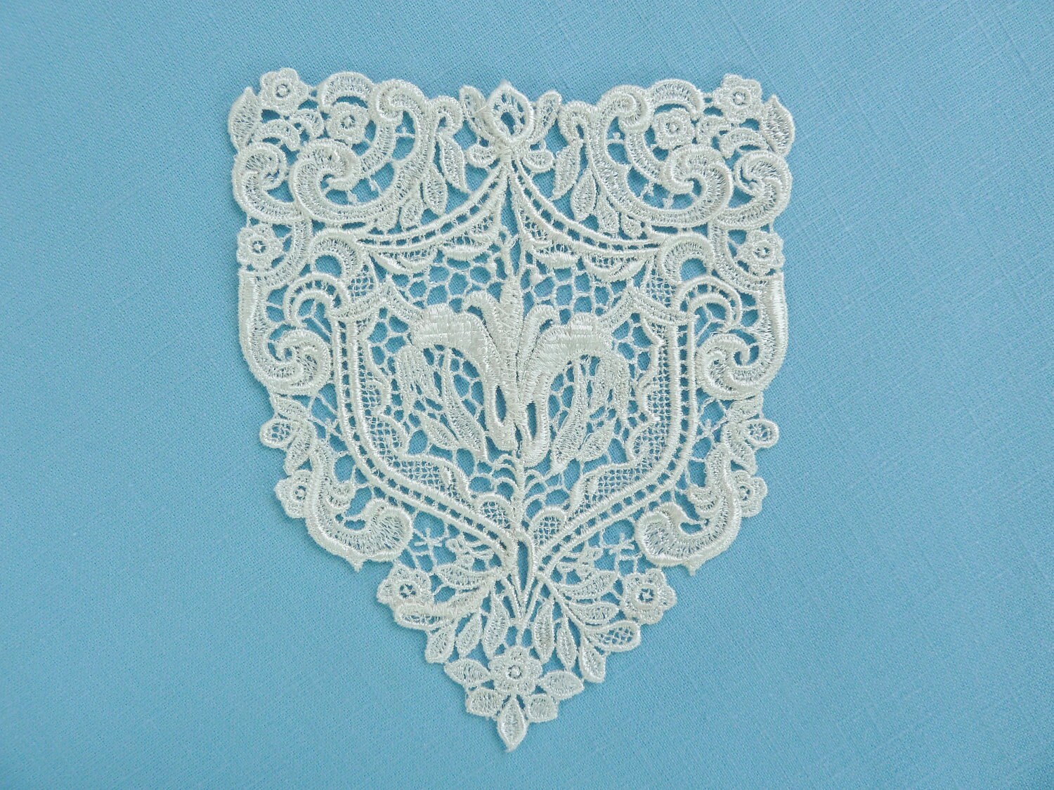 Bridal Ivory Crochet Lace Front Insert Applique With Floral Pattern ...