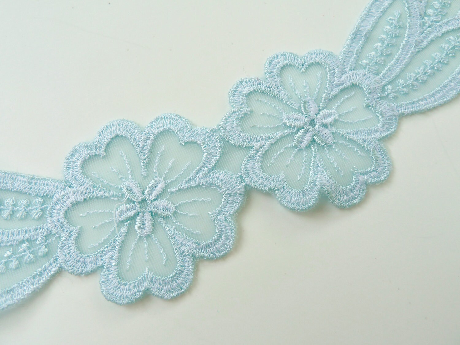 Bridal Light Blue Lace Applique With Floral Pattern Set of 2 - Etsy