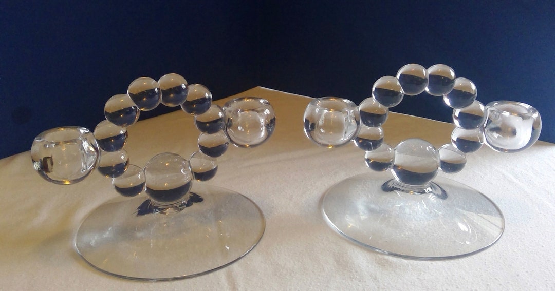 Two Candlewick Candlesticks by Imperial Glass Co. - Etsy