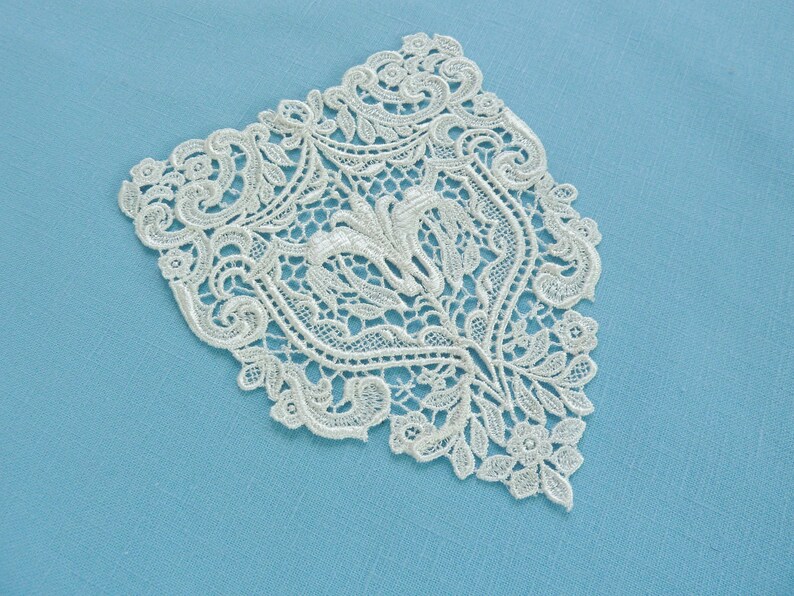 Bridal Ivory Crochet Lace Front Insert Applique With Floral Pattern ...