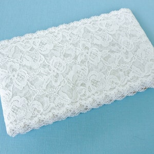 White French Lingerie Lace With Double Edge Scallop Finish and Floral ...