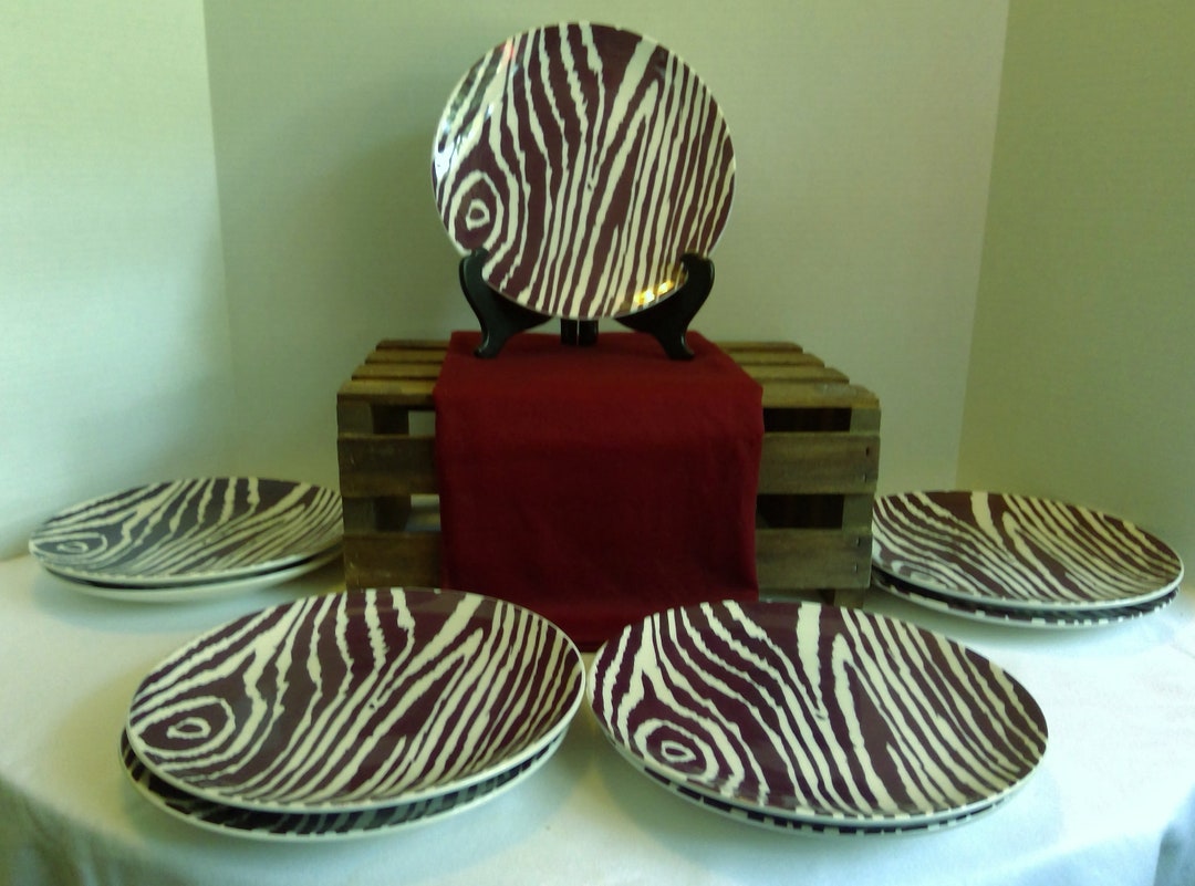 Zebra Snack or Salad Plates 9 Pottery Barn Graphic Harvest - Etsy
