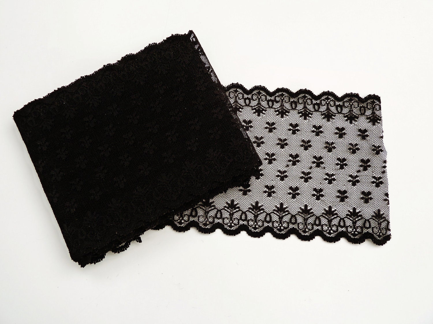 Wide Black Scallop French Lingerie Lace Double Edge Scallop Finish - Etsy