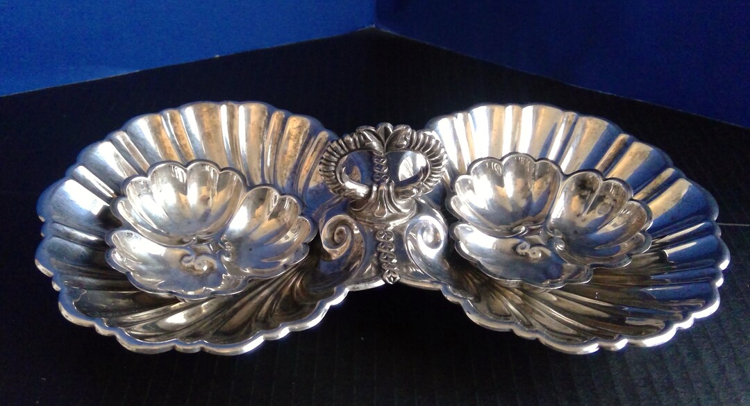 Divided Shell Dish Silver Plated by Crescent Silverware With Two Small ...