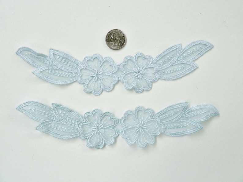 Bridal Light Blue Lace Applique With Floral Pattern Set of 2 - Etsy