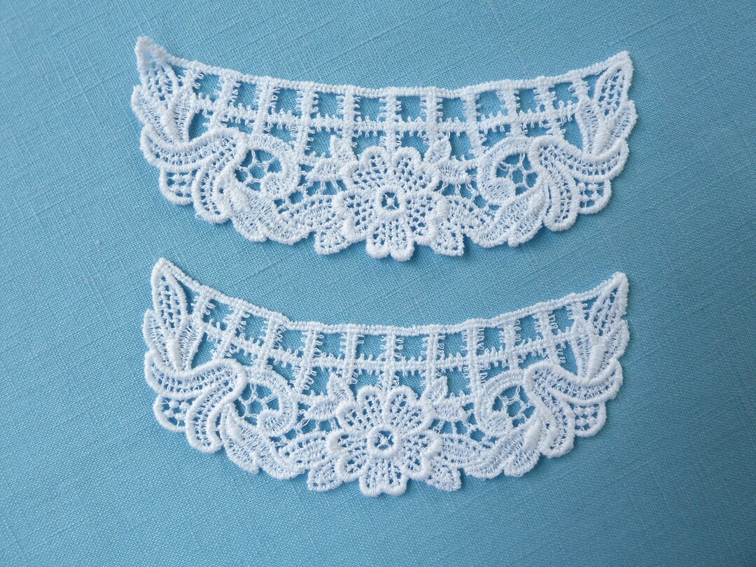 Bridal White Lace Applique With Floral Pattern - Set of 2 - Etsy