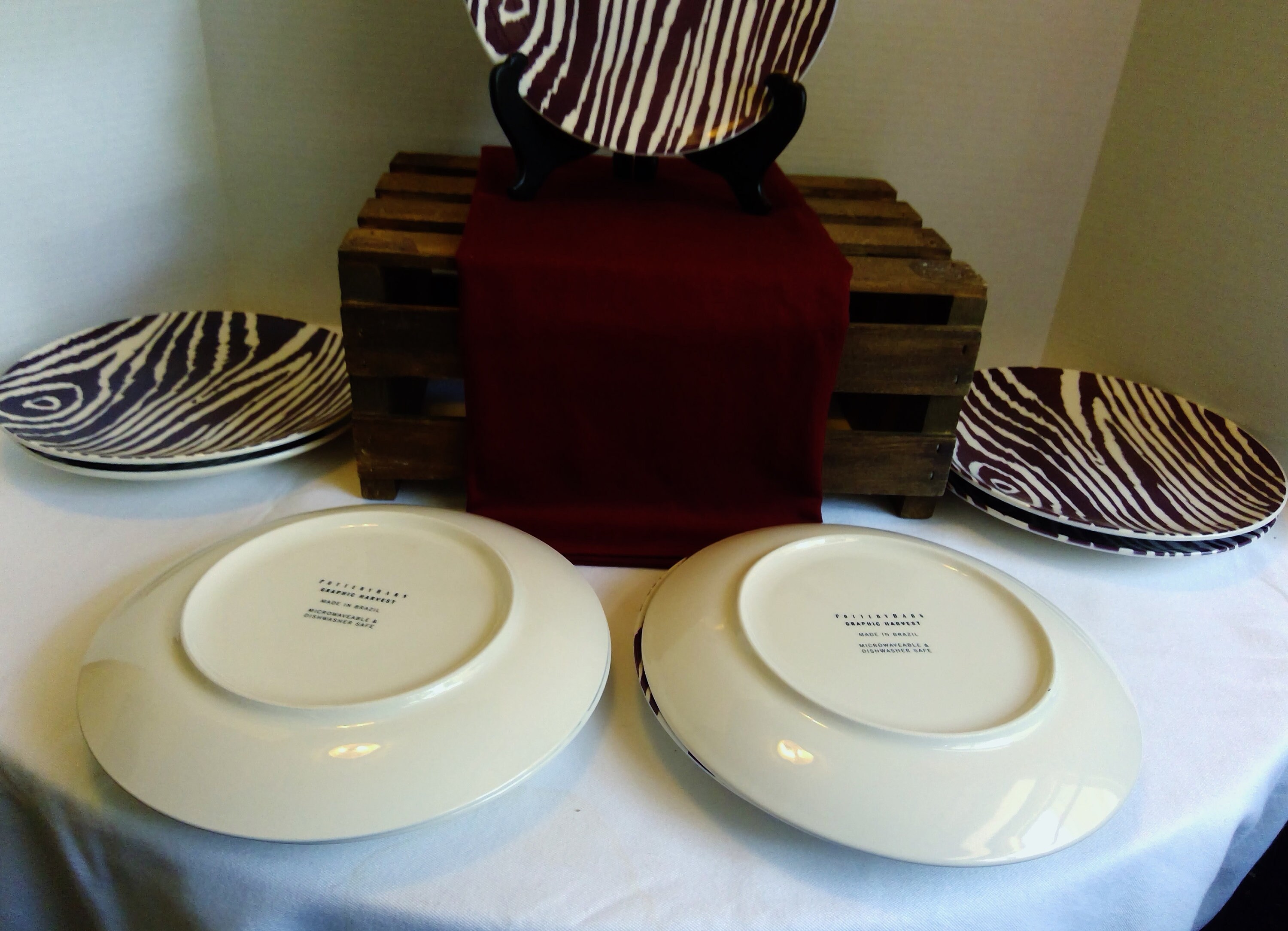 Zebra Snack or Salad Plates 9 Pottery Barn Graphic Harvest - Etsy