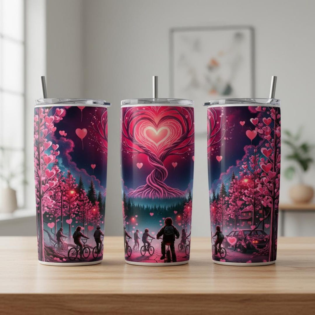 Stranger Things Skinny Tumbler PNG, Spooky Forest Sublimation Design ...