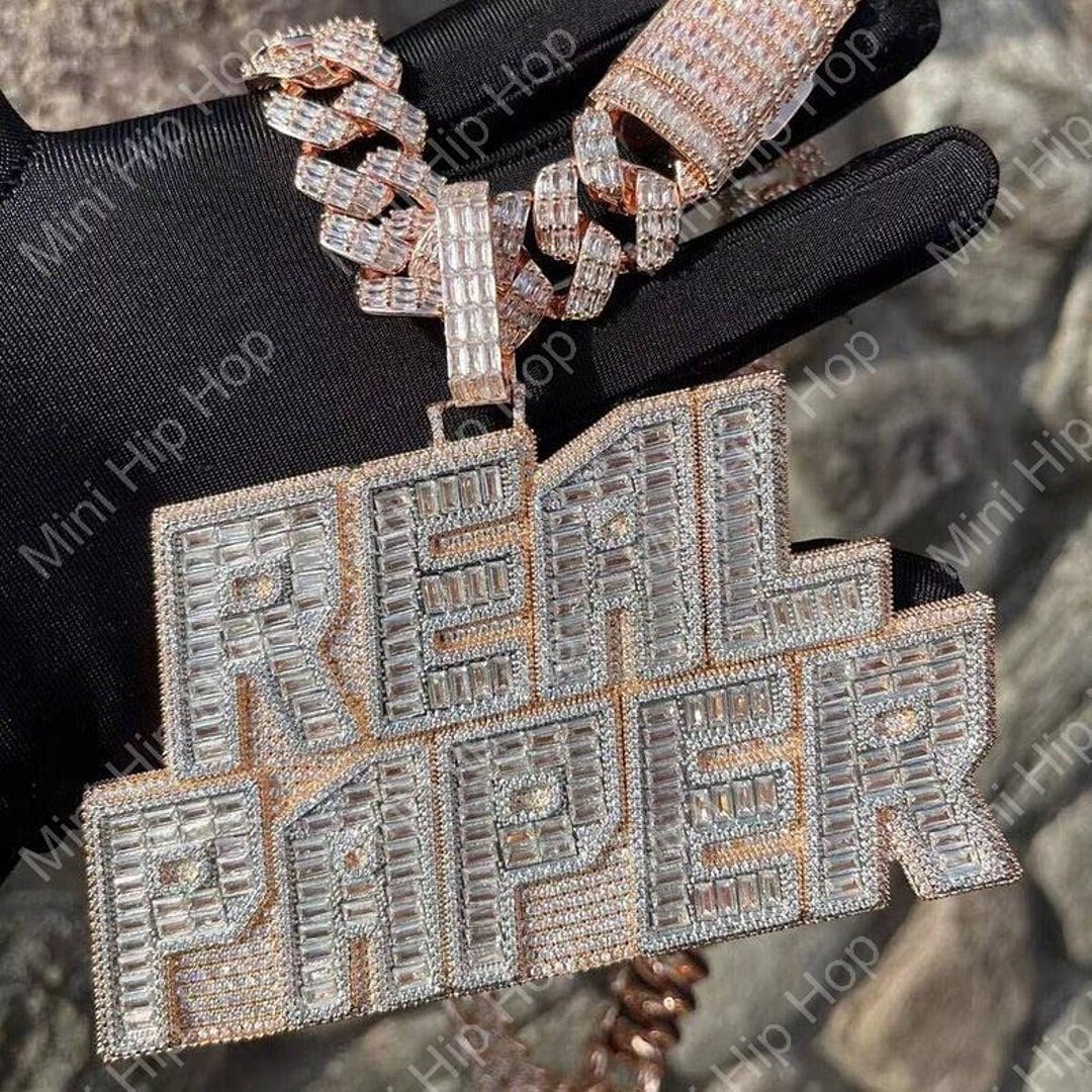 Iced Out Custom Big 2-tone Number & Name Pendant Necklace: Cuban Chain ...