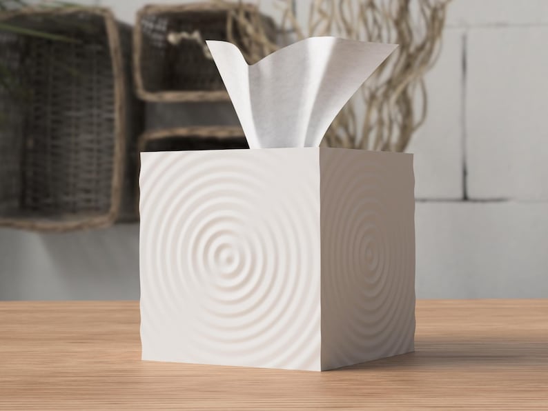 Modern Ripple Tissue Box Cover (cube) — Fits Kleenex, Puffs & Scotties ...