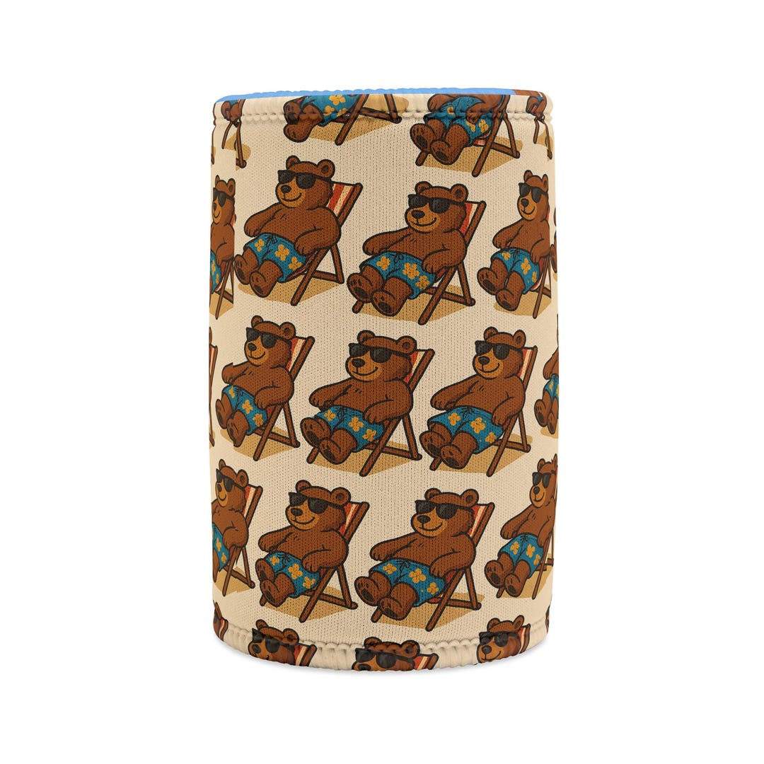 Bear Pattern Stubby Cooler | Neoprene Beach Beverage Can Sleeve - Etsy